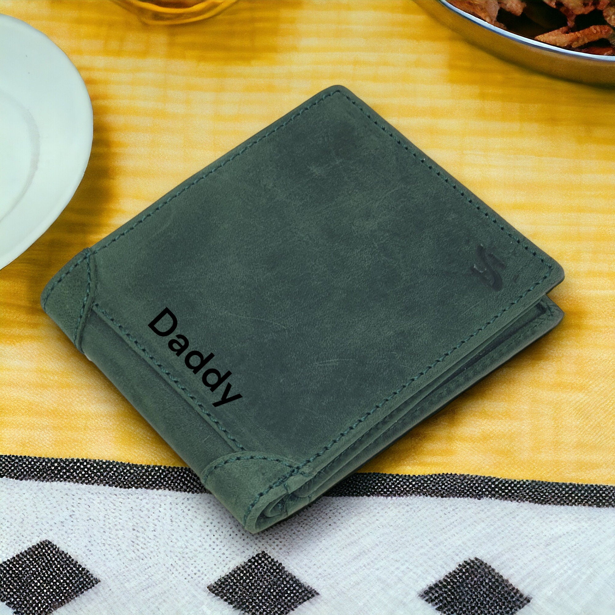 Custom Initial Engraving, Personalised Mens Wallet, Genuine Leather Wa